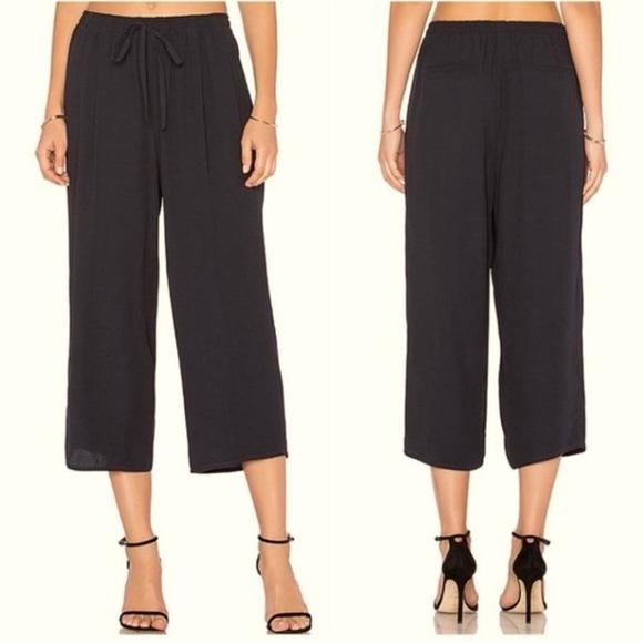 Vince | Pants & Jumpsuits | Vince Black Cropped Wide Leg Drawstring ...